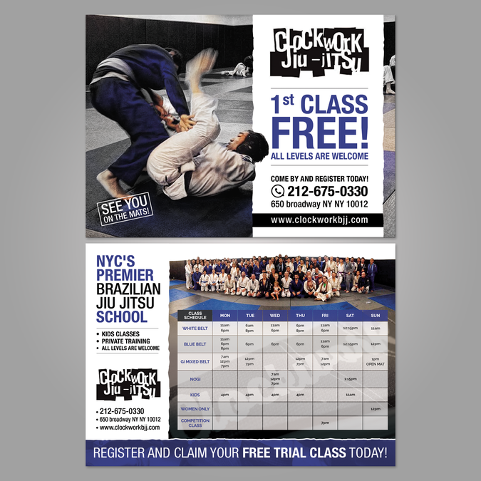 Create a flyer for NYC's Premier Brazilian Jiu Jitsu School | Postcard ...